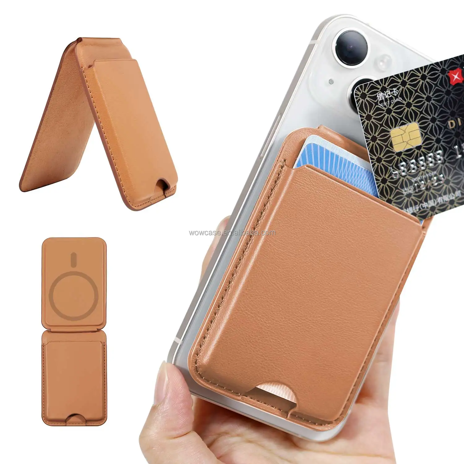 WOWCASE Magnetic Suction Card Holder for iPhone 12 13 14 15 Pro Max for ...