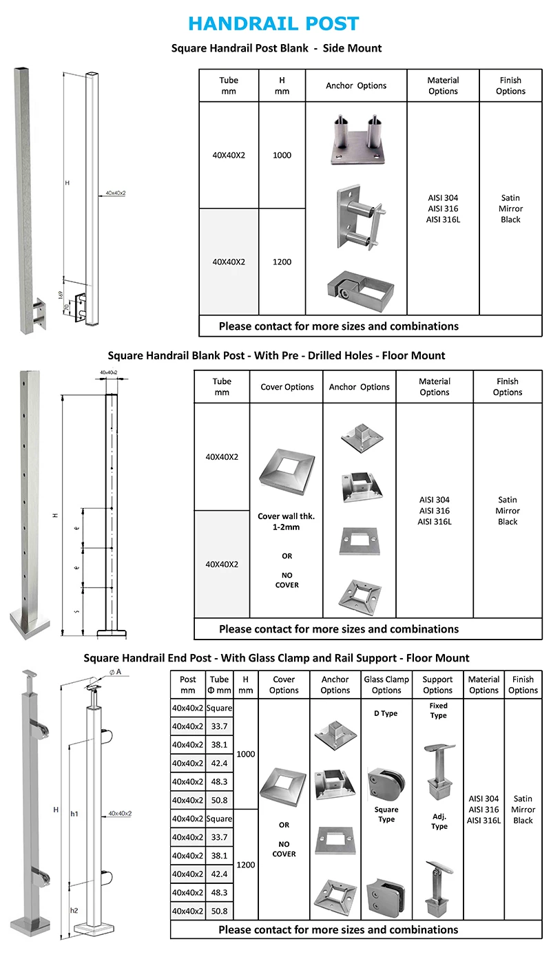 German Craft Casting Stainless Steel Stair Handrail Glass Clamp Square ...