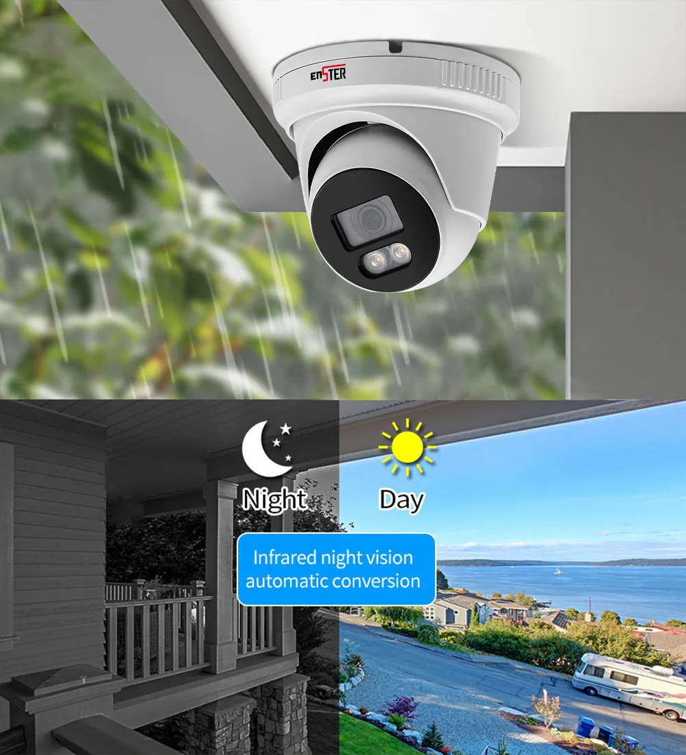 ENSTER 5MP 4K Turret Night Vision POE IP Camera - IP66 Waterproof