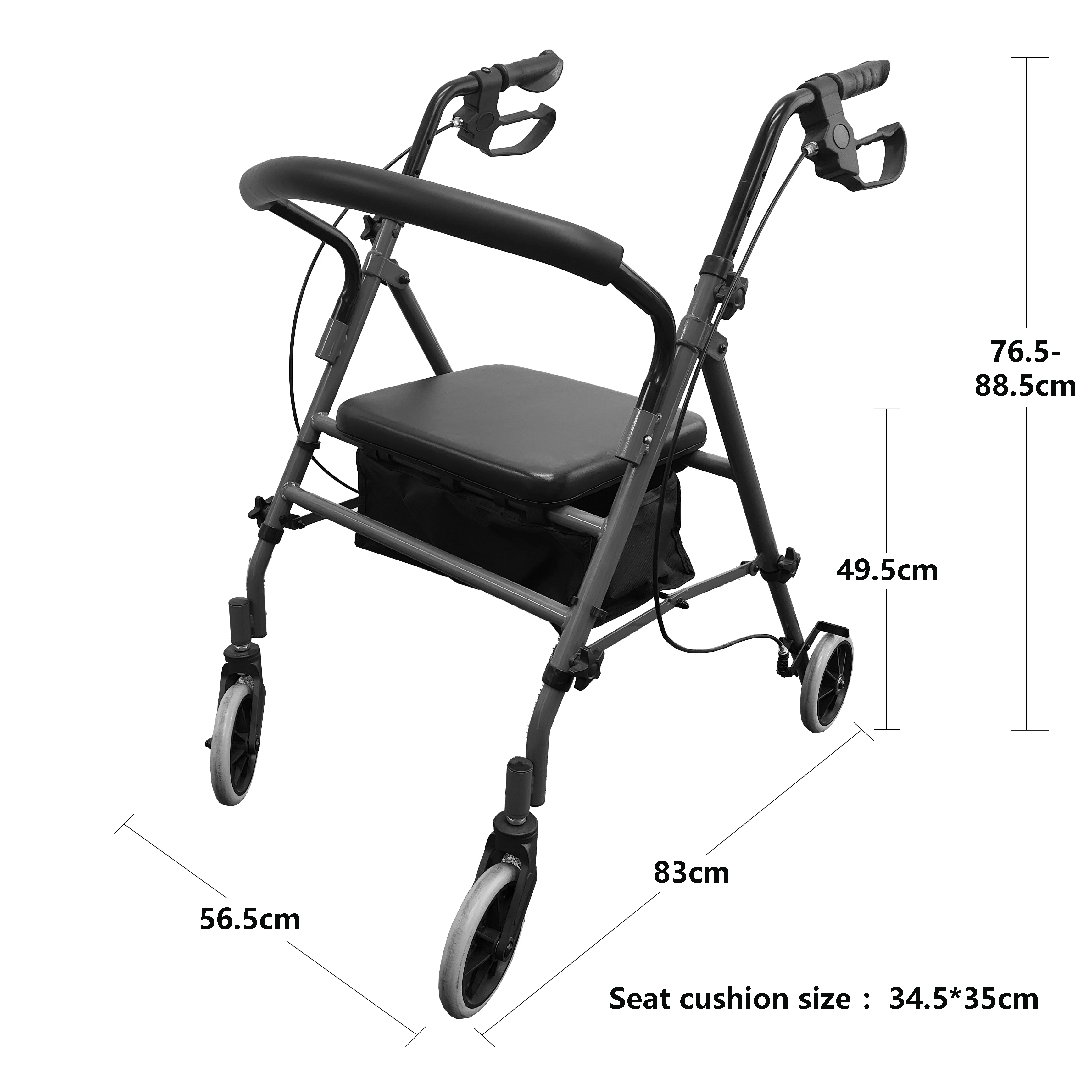Rollstuhl Elderly Folding steel Walker Rollator with Seat Walkers for ...