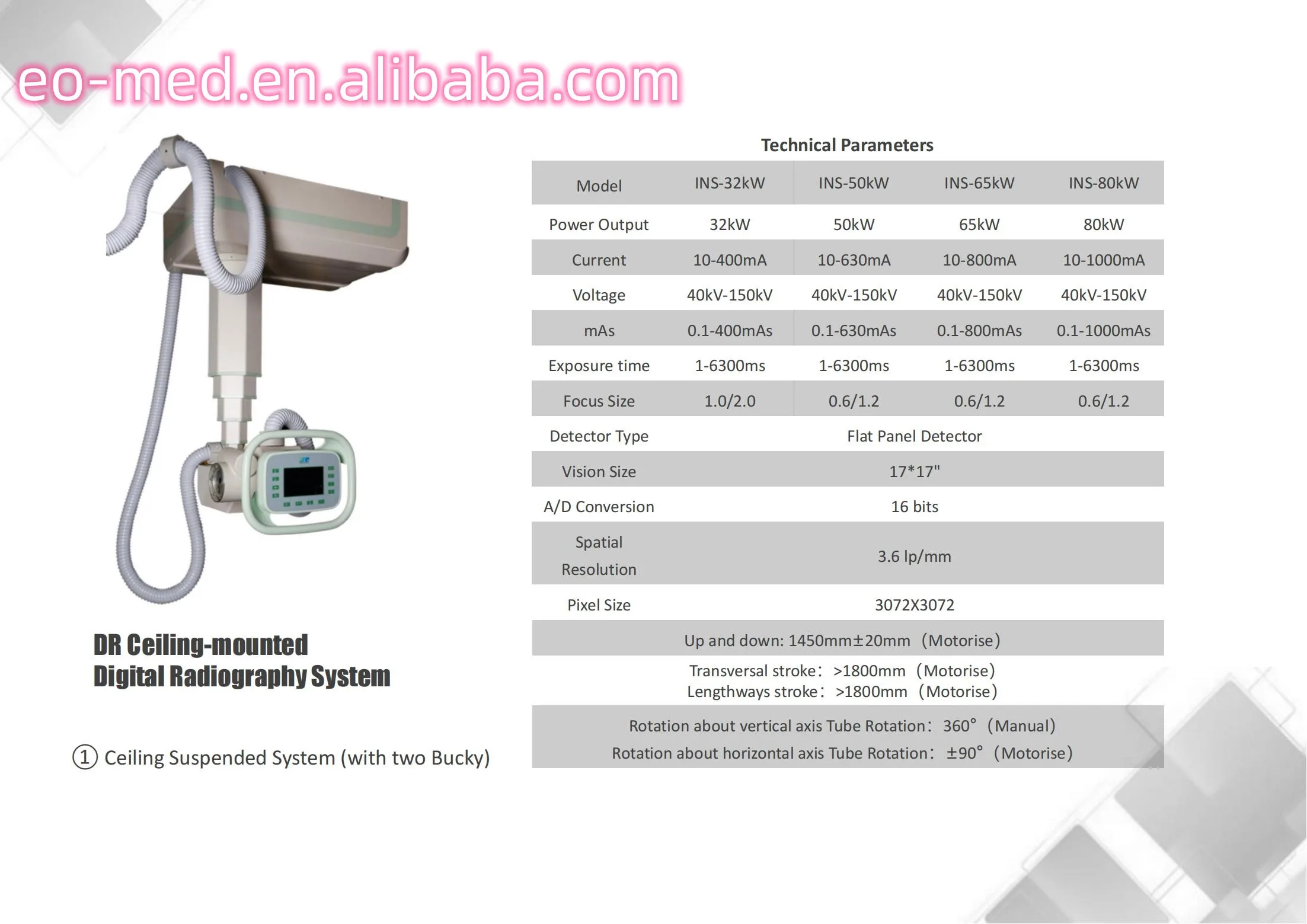 Dr Ceiling-mounted Digital Radiography System Ins Series X Ray Machine ...