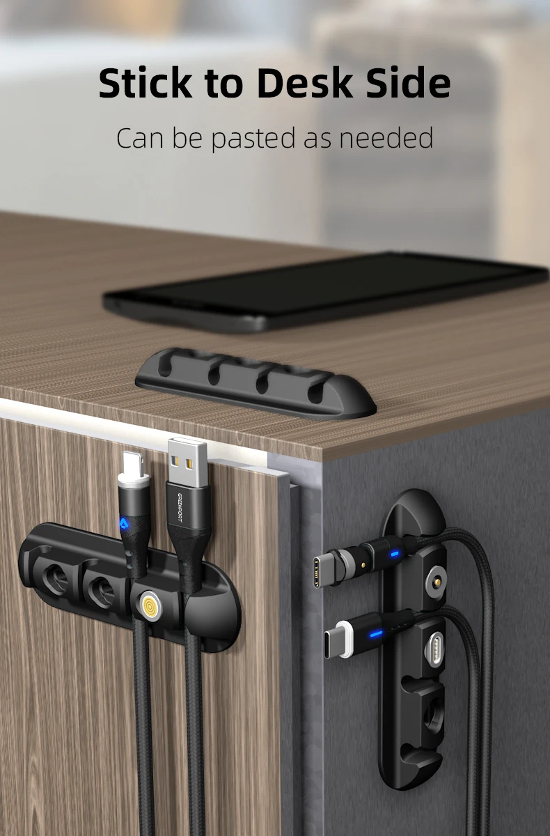 Silicone Rubber Cable Clips Magnetic Tips Keeper Charging Data Cable ...