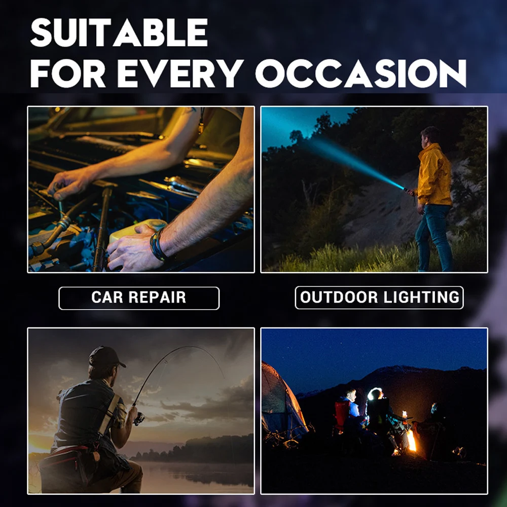 20000 Lumen Raybow Flashlight - Durable, Rechargeable, and Bright