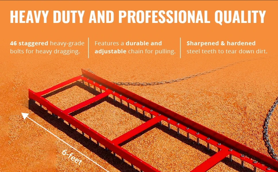 Heavy Duty Bolt Drag Mat, Field Surface Leveling Spike Drag Mat with ...