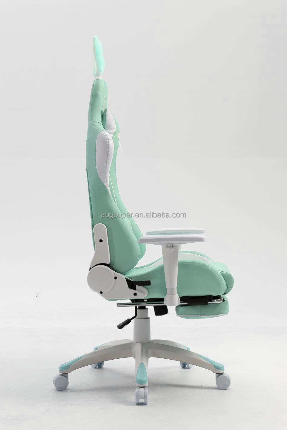 Kawaii mint green good design high quality OEM anji factory silla gamer PC swivel reclining bunny headband gaming chair footrest Alibaba