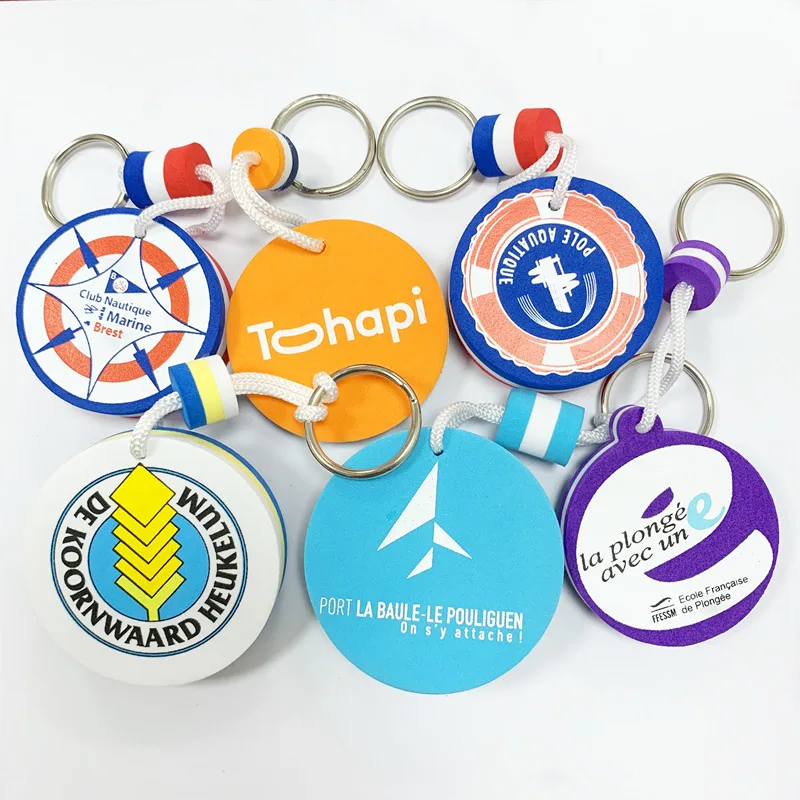 Floating Keychain PU Foam Floating Boat Key Chain Custom Oval Float Key ...