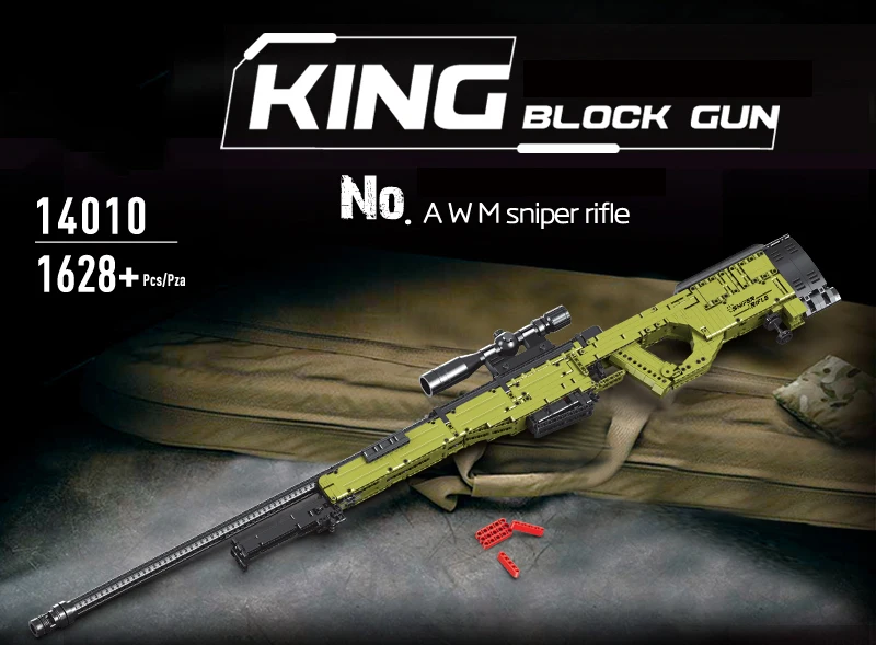 AWM Sniper Rifle Model with Shooting Bricks Set Gun Toy