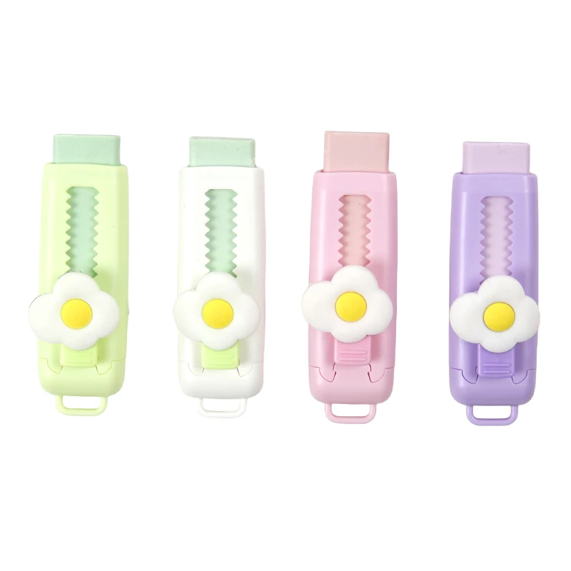 INTERWELL [Push-pull Pencil Eraser for Kids] Cute Flower Shaped Eraser ...