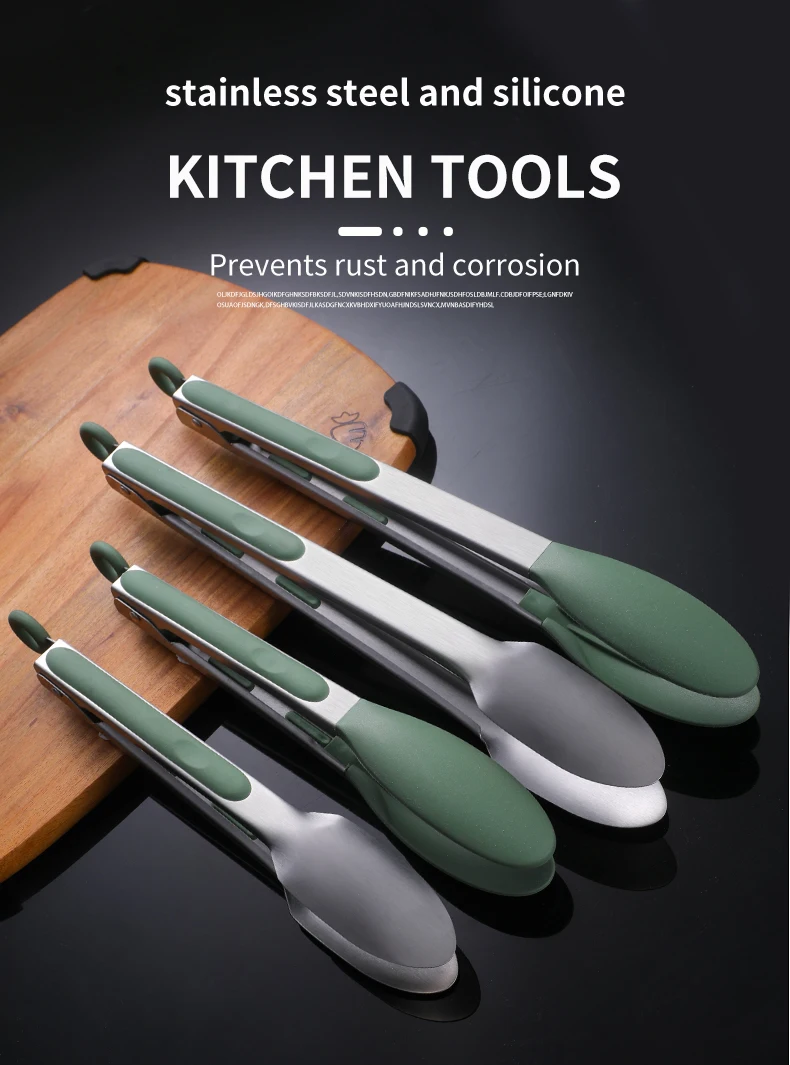 10"&12" Inch Stainless Steel Kitchen Tong Non Slip Grip Tong Set Bbq ...