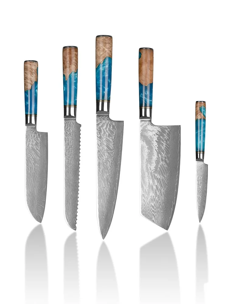 Abalone Handle Custom Made Hand Crafted Damascus Steel Blank Kitchen ...