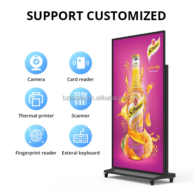 100/85/75/65/55 Inch 4k Android LED/LCD Totem Menu Board Kiosk