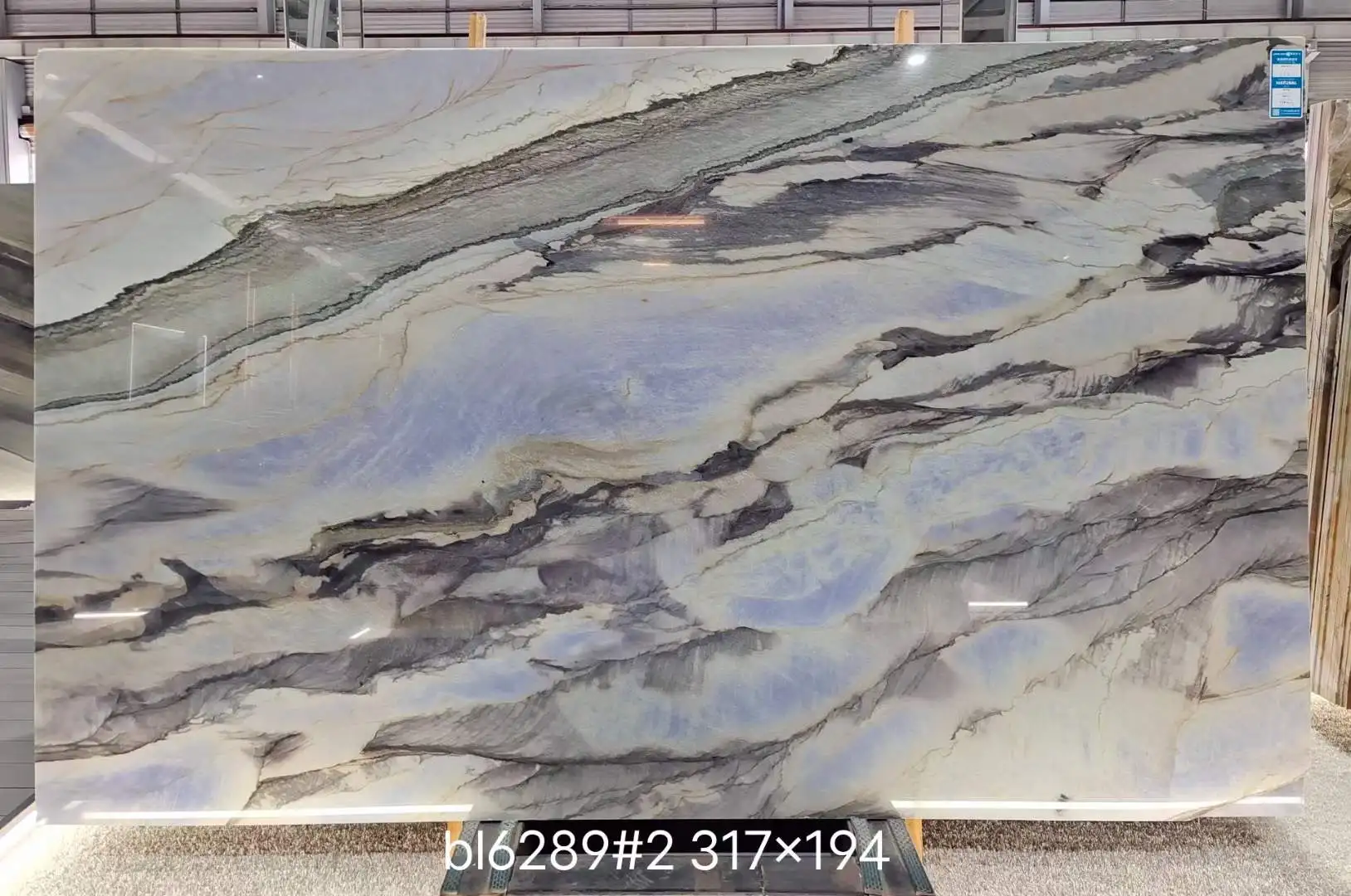 Sea Blue Quartzite Wall Slab Flexible Stone Slab For Wall Decoration ...