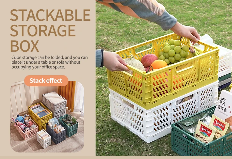 Household Desk Stackable Foldable Large Plastic Box Toy Storage ...