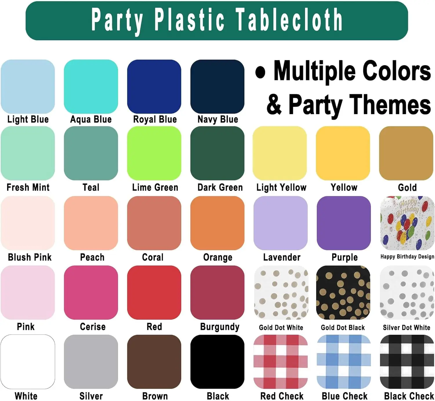 Custom Logo PEVA Rectangle Plastic Table Cloth Solid Color Party ...