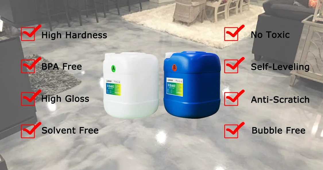 Epoxy AB Glue - High Gloss, Crystal Clear Resin for Floors