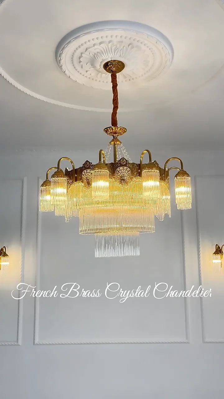 Hotel Lobby Villa Hall Copper Chandelier European Royal Luxury Crystal ...