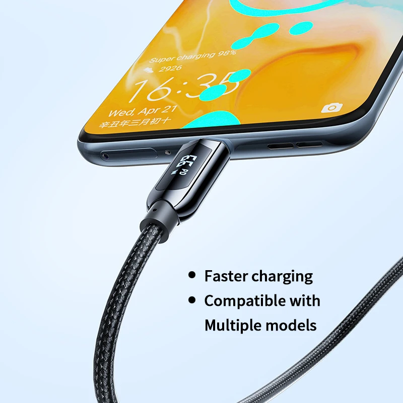 Wholesale PD 100W 5A Type-C Fast Charging Cables 1.2M Visible Real-Time ...