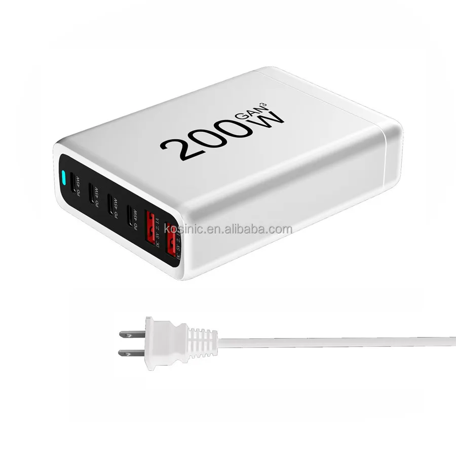 Multi-function 200W USB C Wall Charger Station PD Desktop Fast Gan ...