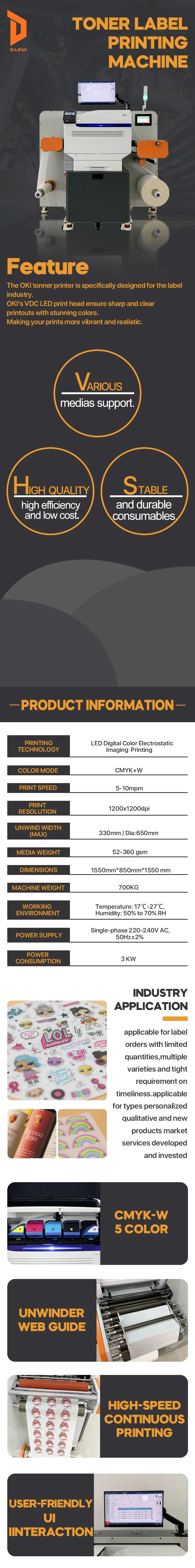 Darui Digital Roll To Roll Cmyk+ White 5 Colors White Toner Printer ...