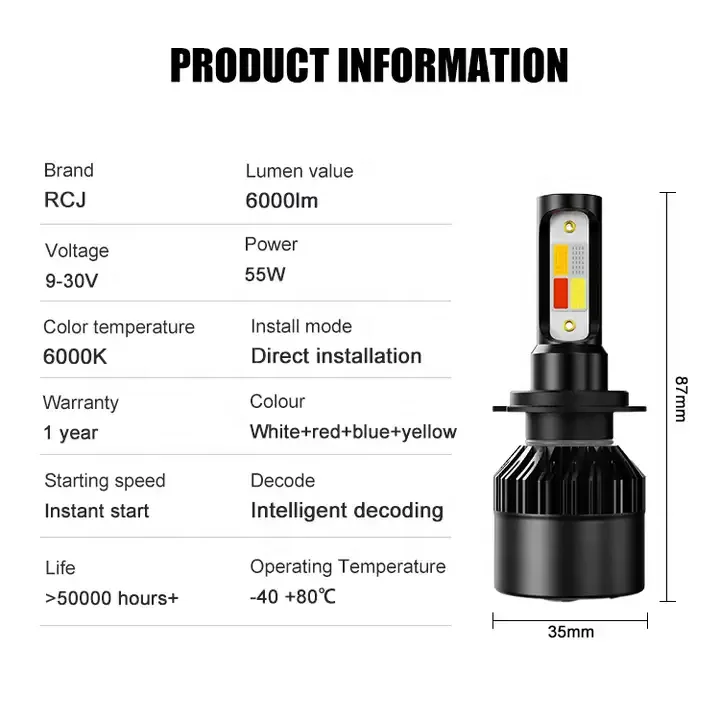 Wholesale Price Auto Led Lighting System S2 4 Color Flash Cob Chip H4 ...