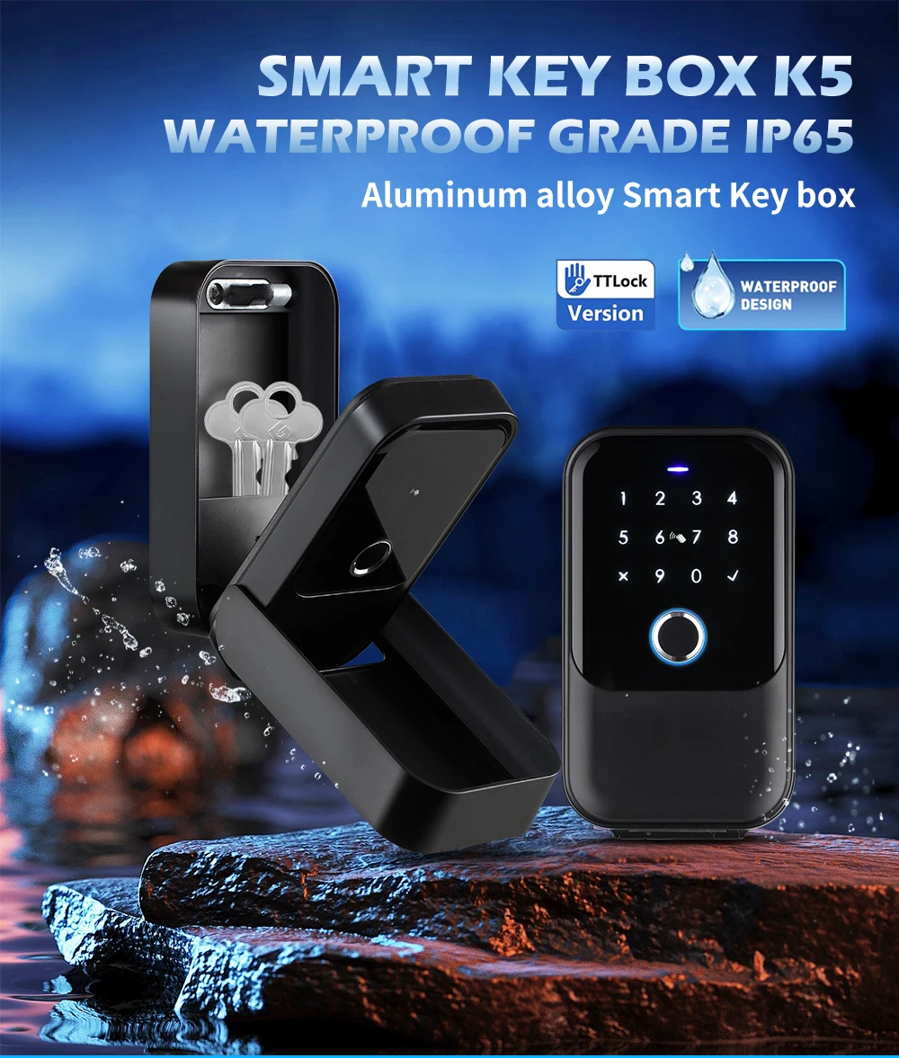 Wall Mount IP65 Waterproof Ttlock Smart Key Storage Lock Box