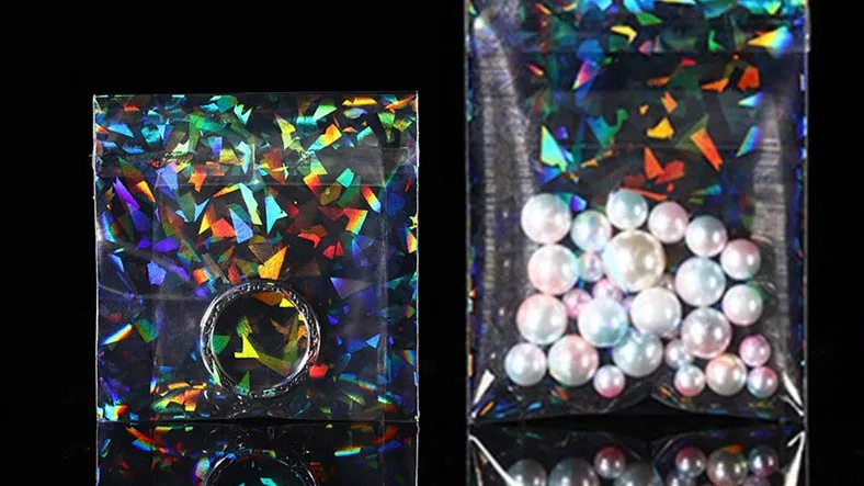 Custom Iridescent Holographic Resealable Self Seal Food Clothes Gift ...