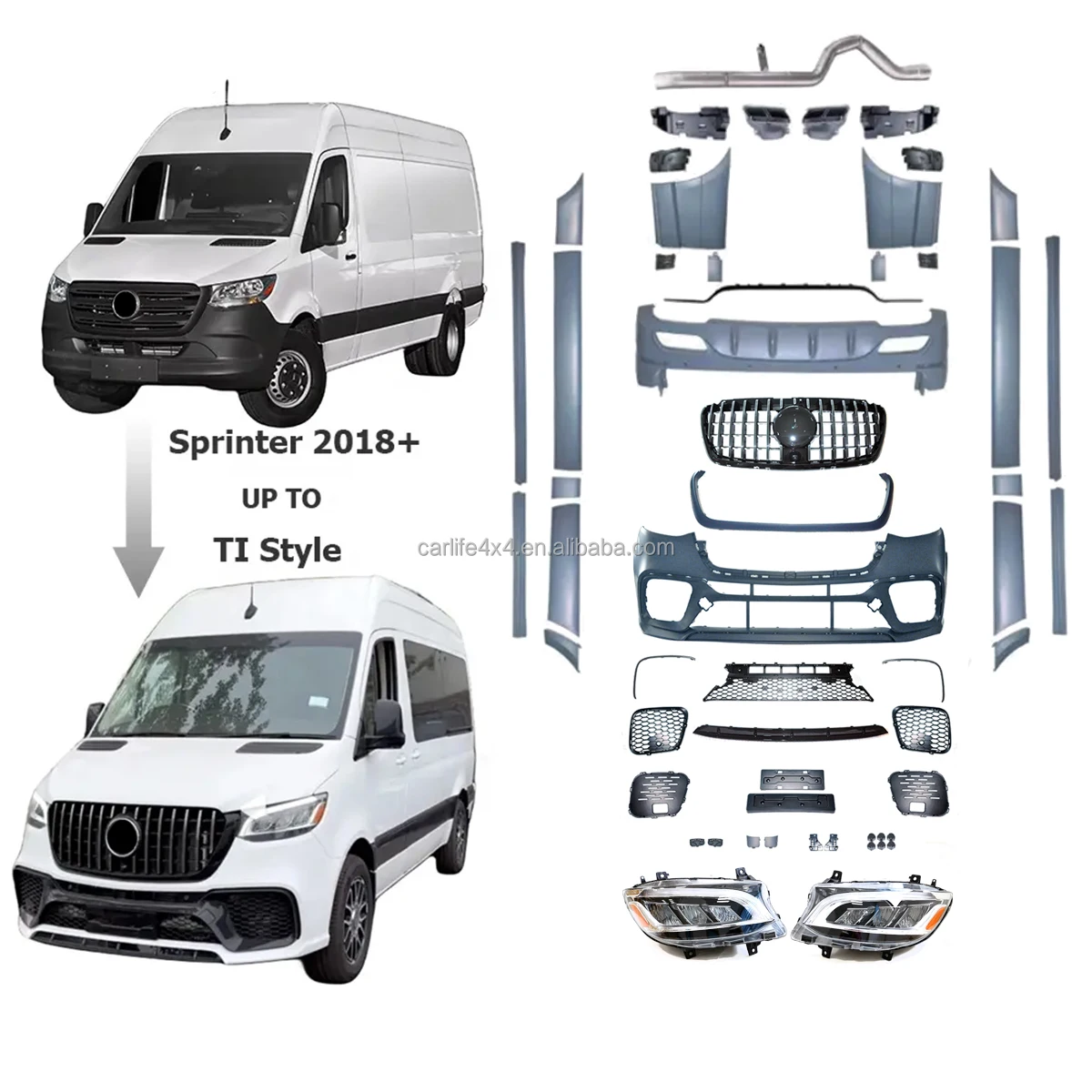 Car bumpers body kit for mercedes benz sprinter W907 upgrade to 2024 ...