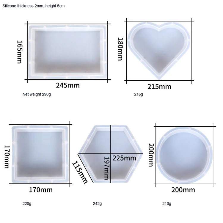 5 Shapes Square Round Rectangle Heart Shape Home Decoration Diy Resin ...