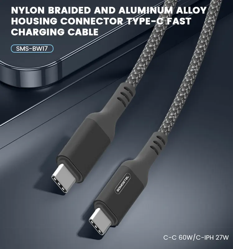 Somostel Factory BW17 60W PD Braided Super Quick Charging C-C Cable ...