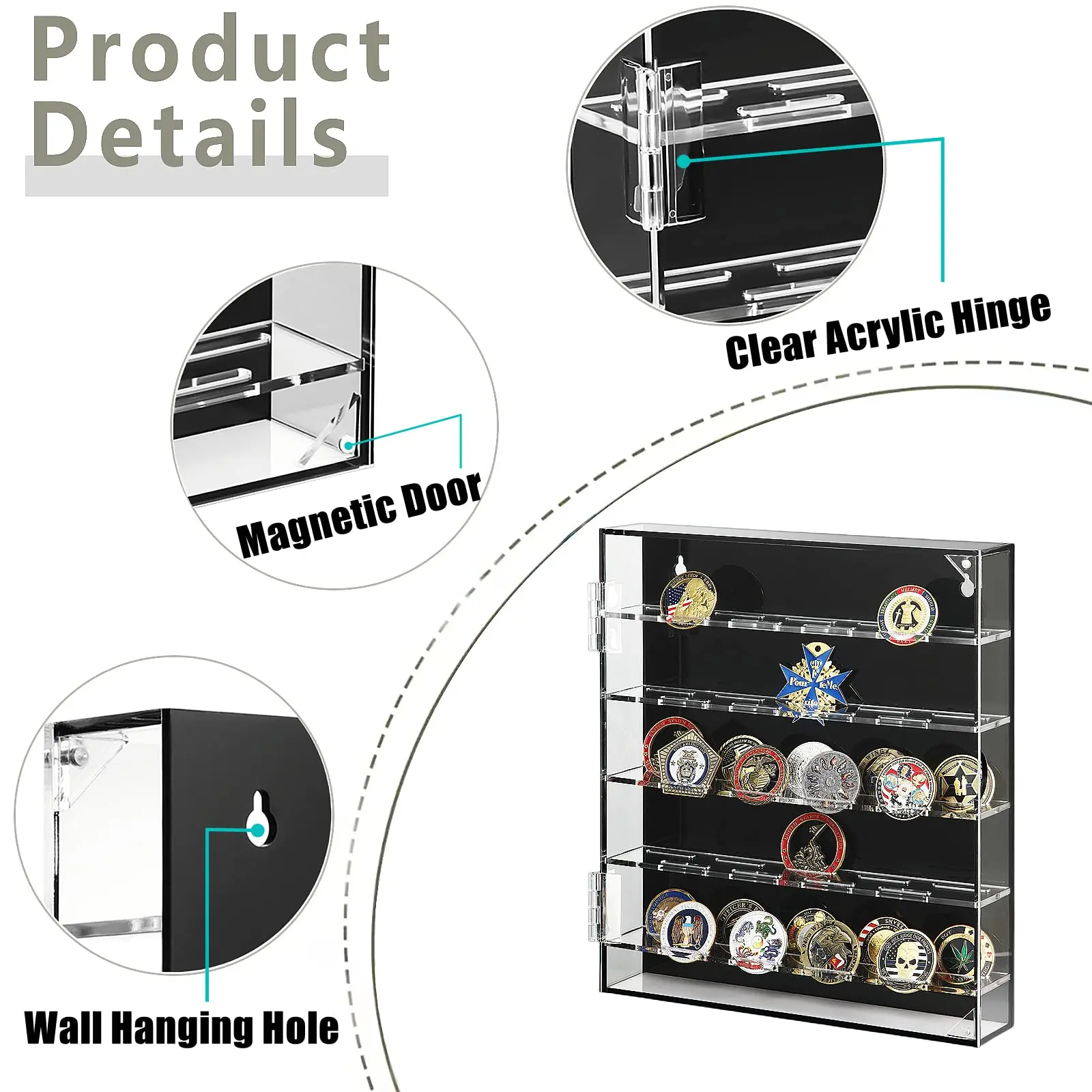 Acrylic Challenge Coin Holder Wall Mount Acrylic Boxes Large Clear ...