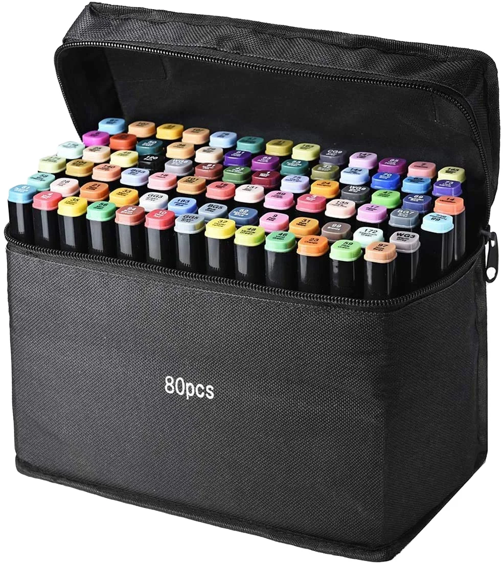 Hot Sale Student's Alcohol Marker Pen Set Black Canvas Bag With 60 262 ...
