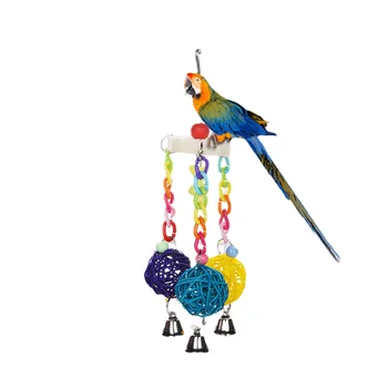 Wooden Swing Luffa Nibble Bird Toy Rattan Ball String Supplies Cage ...