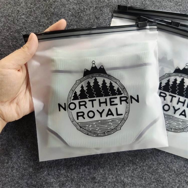 Customized Black Clothing Zip Lock Poly Bags - Biodegradable