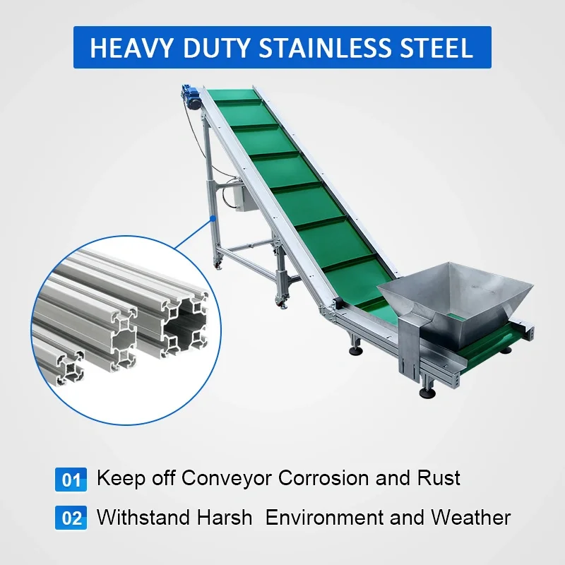 Automatic Motorized Hopper Incline Belt Conveyor with Bucket Climbing ...