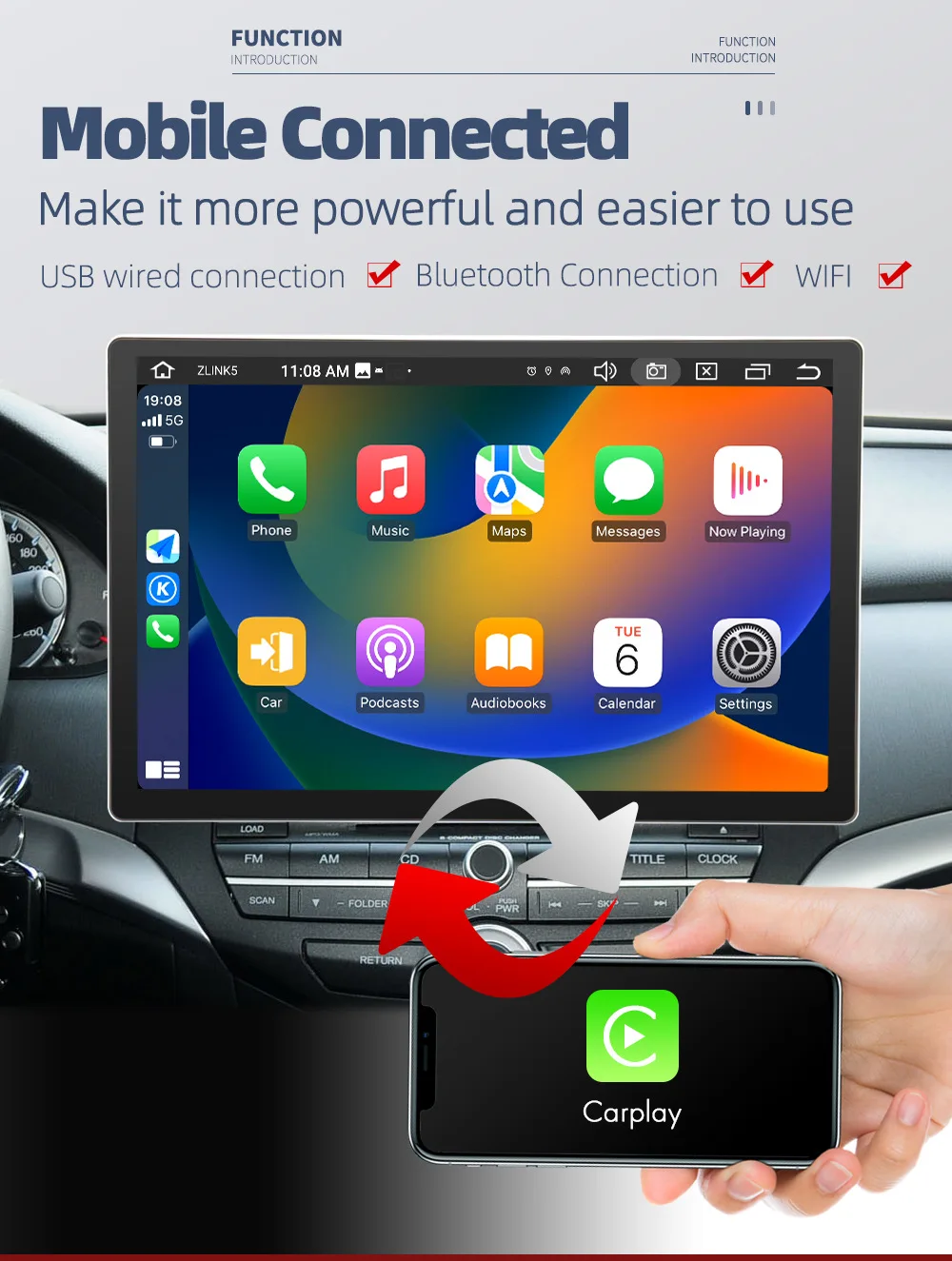 13.3 Inch Rotate Car Android Radio TS18 DSP Carplay Navigation