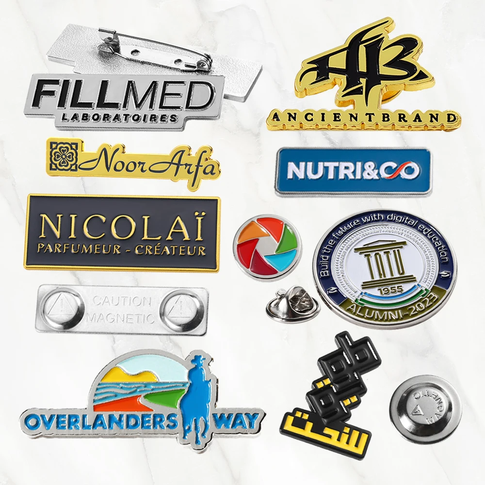 Custom Metal Souvenirs Enamel Pin Magnetic Name Badge Brooch ...