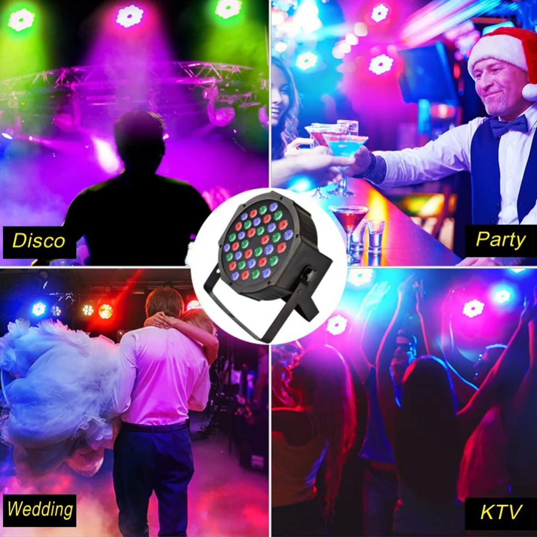 Rgb Dmx512 36 Led Par Lights Sound Activated Remote Control Dj Disco ...