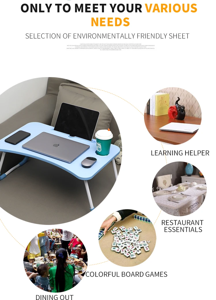 Adjustable Small Adjustable Bed Study Table /portable Folding Wooden ...