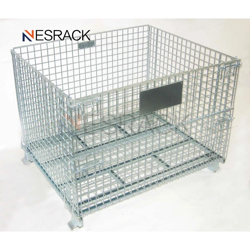 Collapsible Wire Mesh Container Cage Durable Steel Pallet Stillage for ...