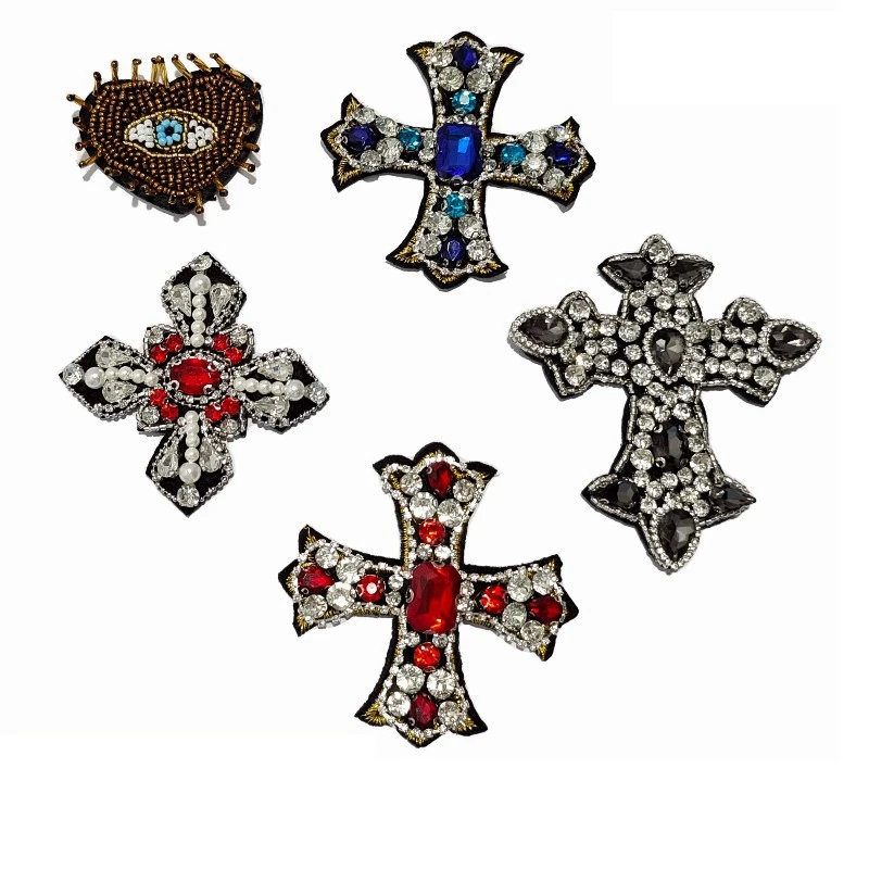 Zsy Jesus Cross Design Patches For Cloth Heart Shaped Sequin Beaded ...