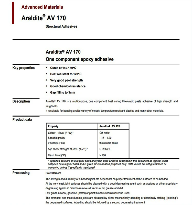 Araldite AV170 - High Strength Epoxy Adhesive for Diverse Uses