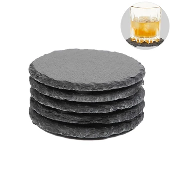 Wholesale Slate Coaster Bulk Round Square Stone Coasters Black ...