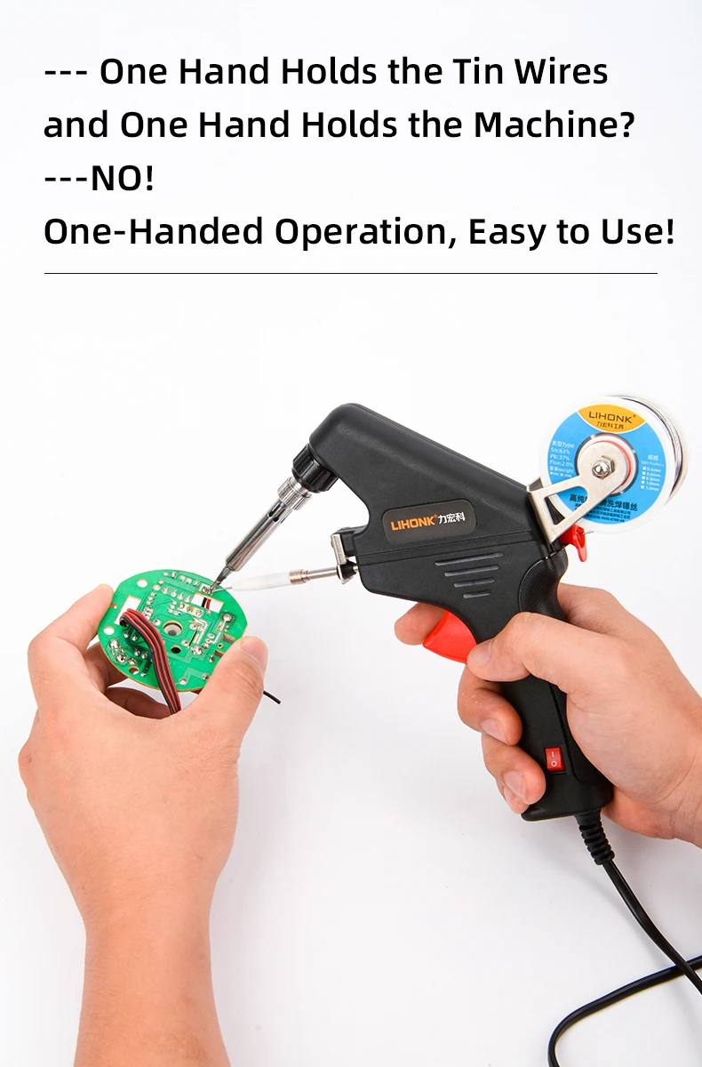 C-LK380 Single Hand Operating 80W Automatic Feed Soldering Iron Gun ...