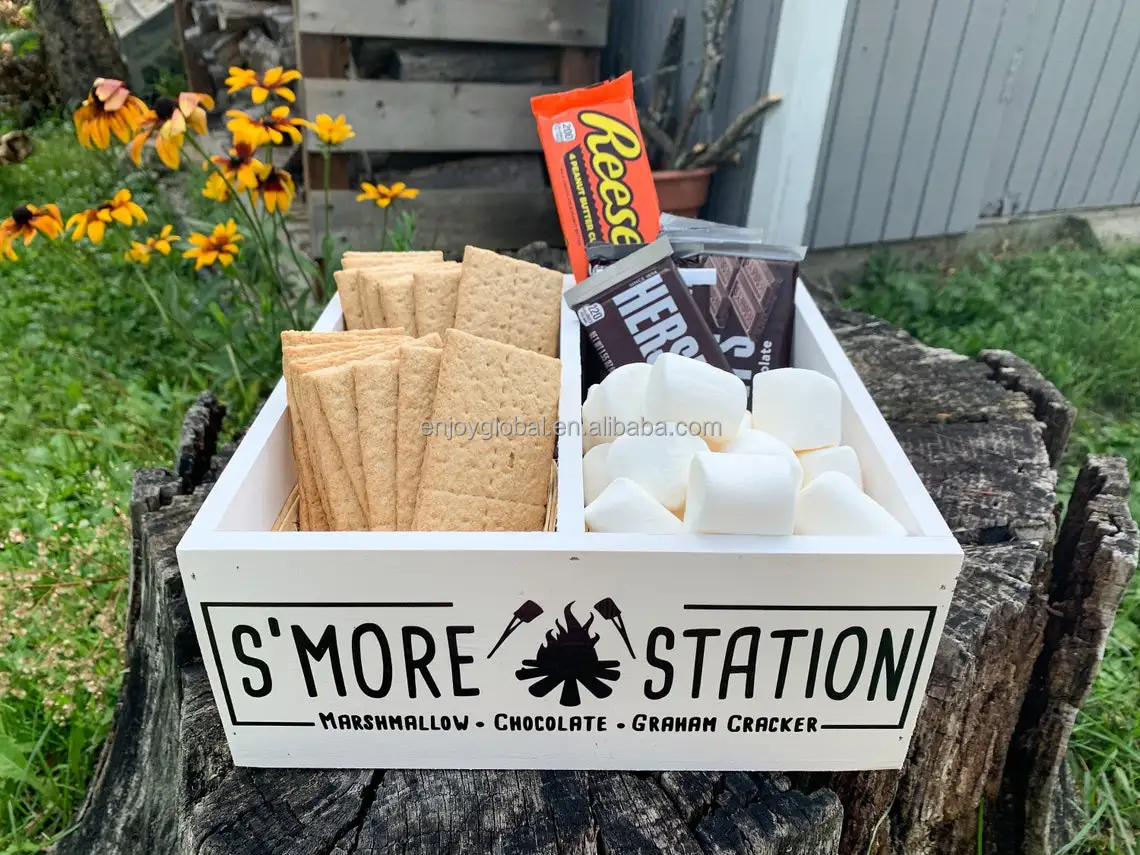 Wooden S'mores Station Box,Smores Tray Station Bar Holder With Handles ...