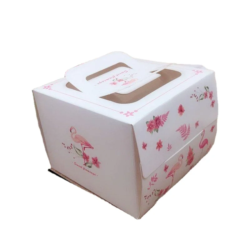Custom Printed Cardboard Paper Cake Box With Window/handle - Buy Cake ...