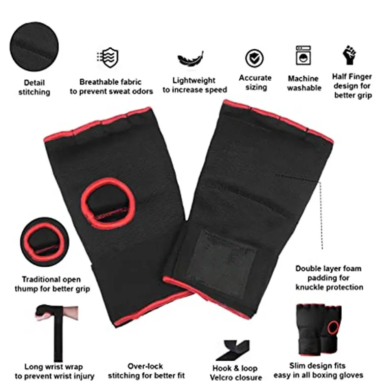 Gel Knuckle Padded Quick Hand Wraps Mma Gloves Training Gel Elastic ...