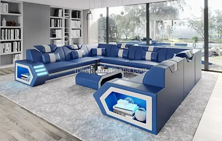 Modern Smart Sectional Sofa - Leather Soft Back Living Room