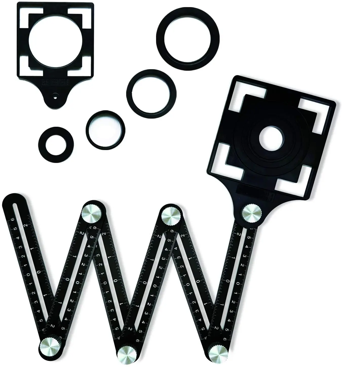 Multi Angle Tool Six-sided Universal Tile Holes Measure Ruler With 5 ...