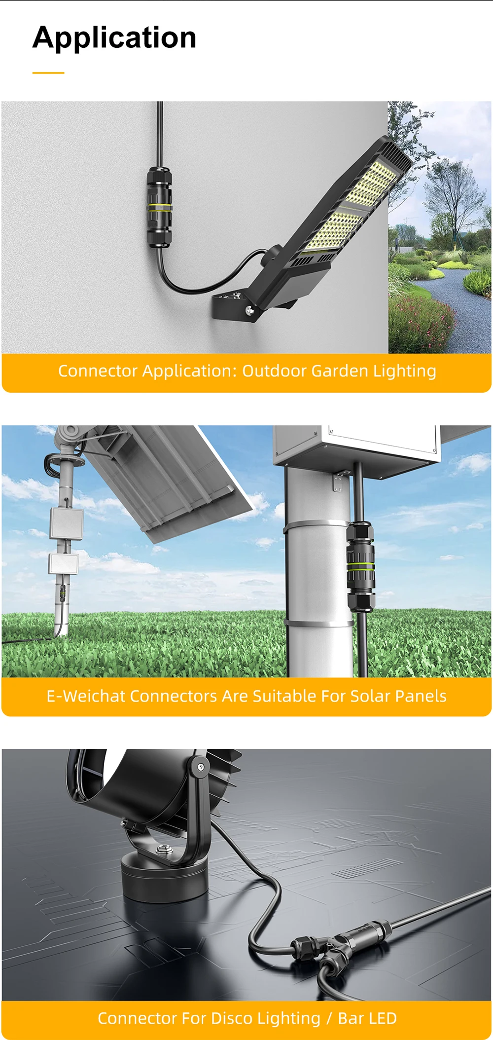 3 Pole Wire T-Type Outdoor LED Plastic IP68 External Electrical 2/3/4/5 ...