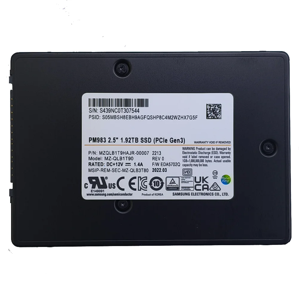 Original Enterprise SSD PM983 1.92TB U.2 PCIe3.0 MZ-QLB1T90 for Samsung ...